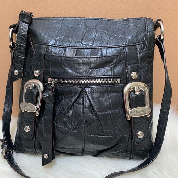 b. makowsky | Bags | B Makowsky Large Black Croc Embossed Leather ...